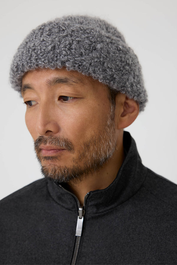 Watch Cap (Grey Mohair Wool Silk) - Stoffa