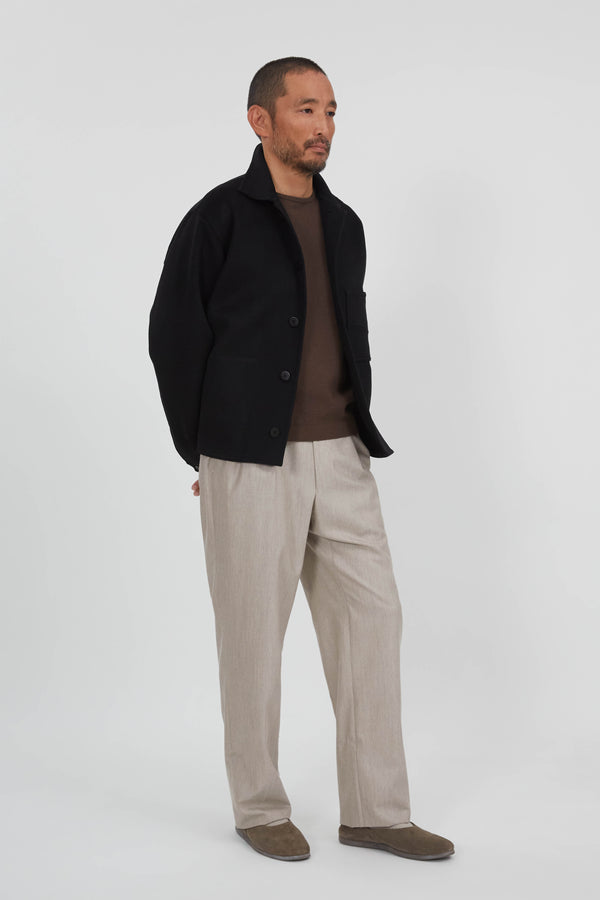 Split Seam Wave Jacket (Black Brushed Cashmere) - Stoffa