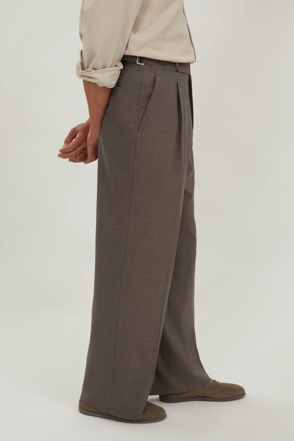 Single Pleat Trouser (Walnut 3-Ply Wool) - Stoffa