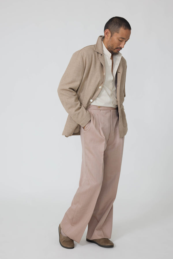 Lounge Jacket (Sand Wool Silk Linen Twill) - Stoffa