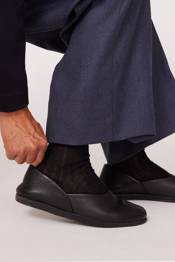 Slipper (Black Leather) - Stoffa