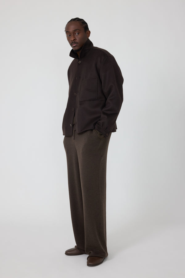 Split Seam Wave Jacket (Chocolate Brushed Cashmere) - Stoffa